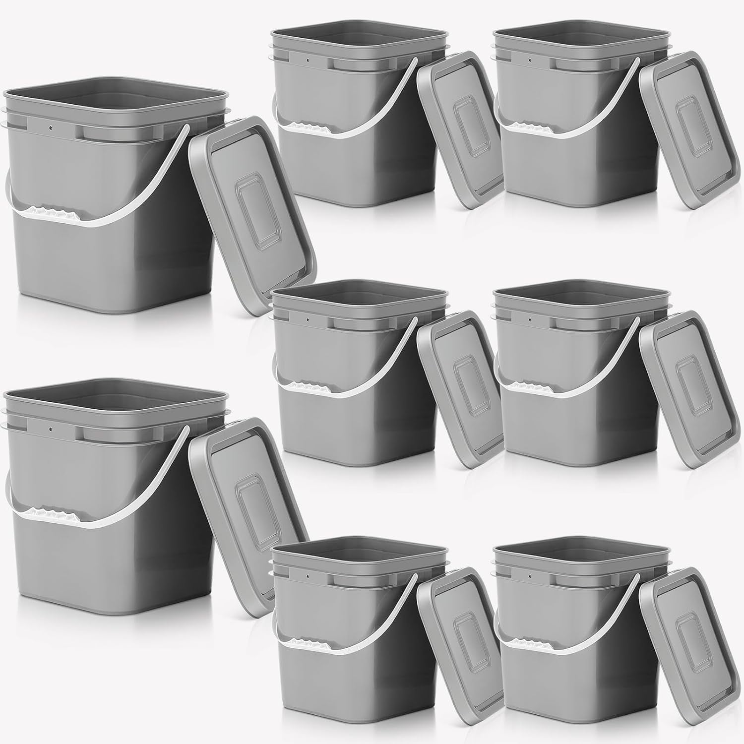 8 Pcs 3.5 Gallon Square Food Grade Bucket Square Bucket with Lid Food ...