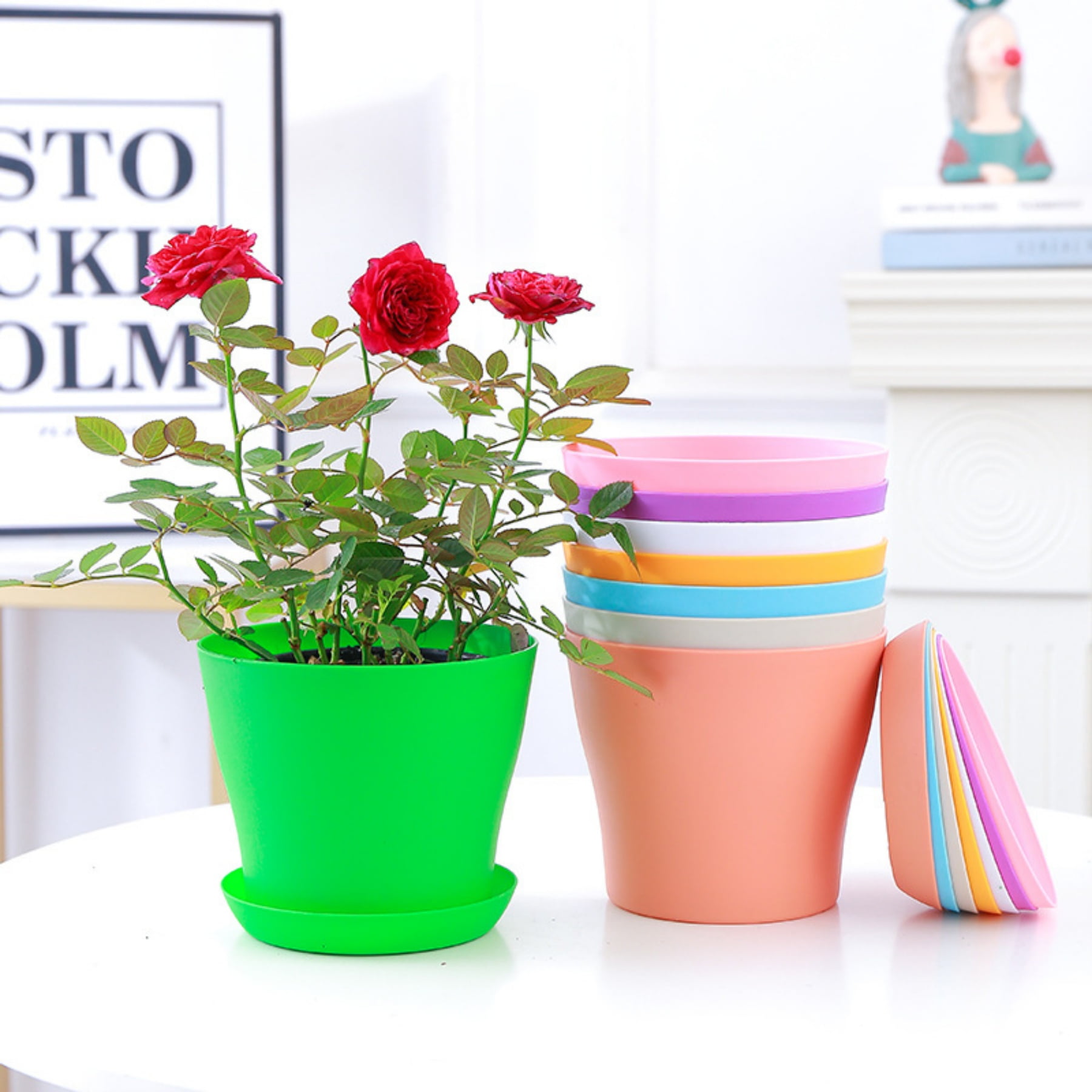 8 Pcs 3.9" Plant Pots,Colorful Plastic Flower Pots, Mini Nursery Pots ...