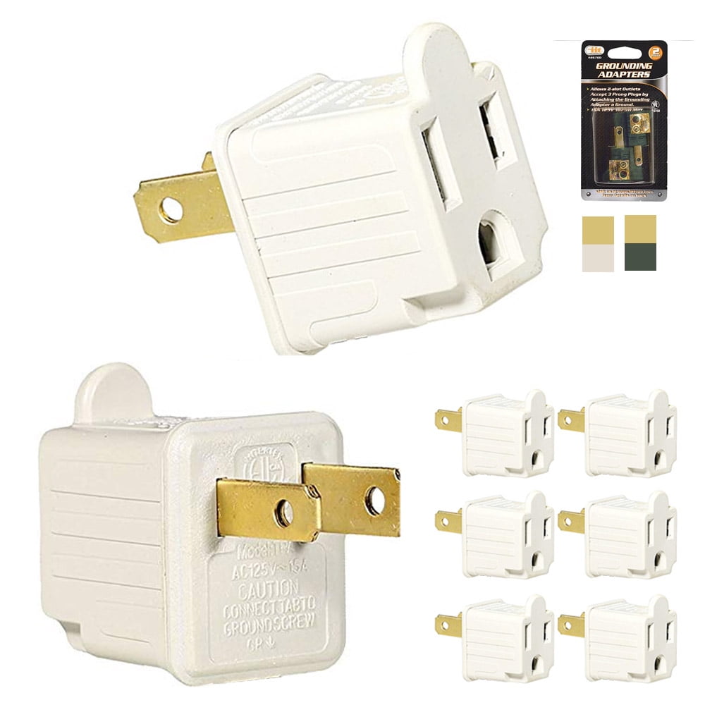 8 Pcs 3 Prong to 2 Prong Outlet Electrical Ground AC Adapter Grounding ...