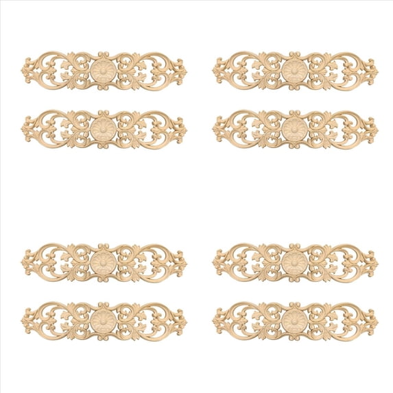 8 Pcs 30x7cm Woodcarving Decals Carved Corner Flower Decoration Cabinet ...