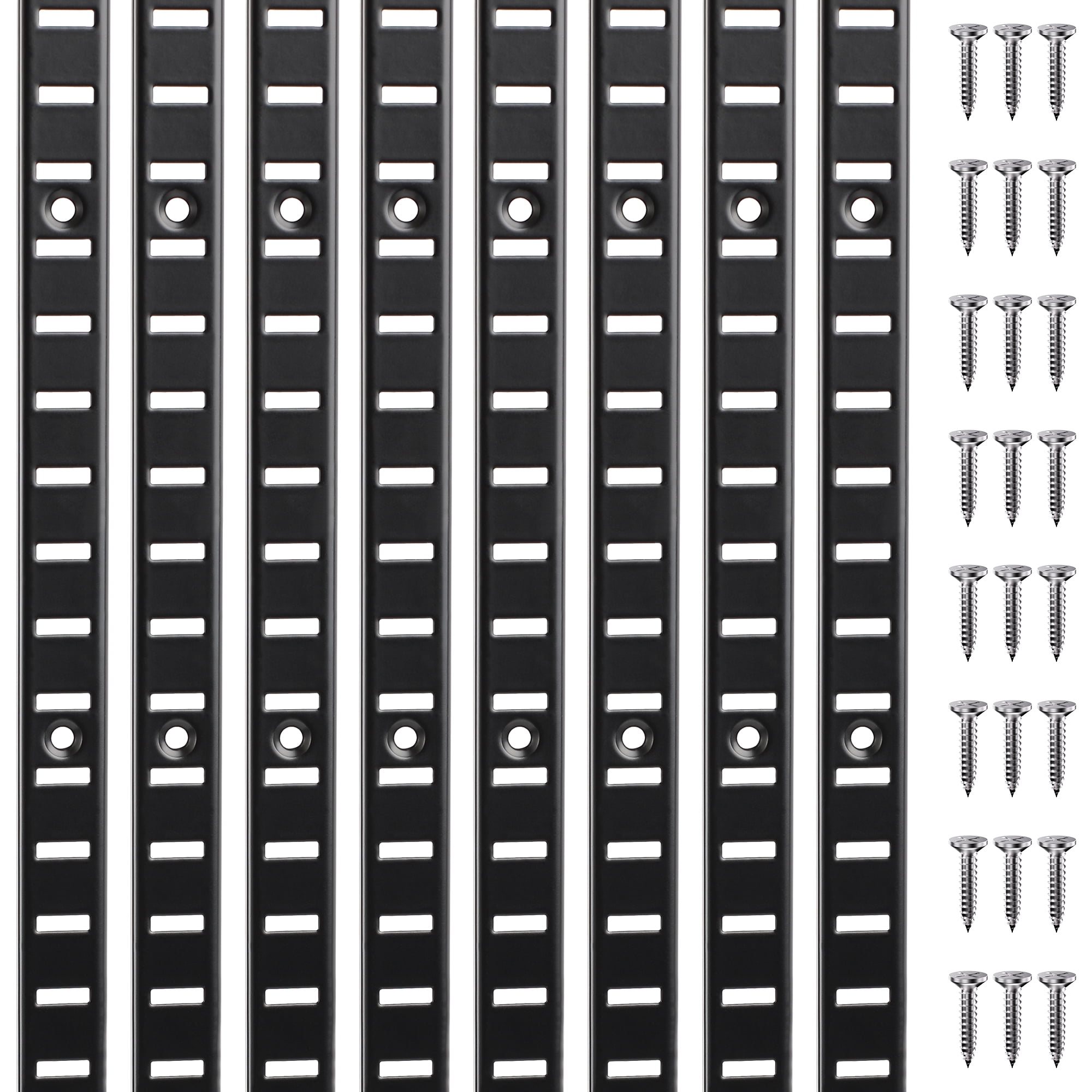 8 Pcs 36 Inch Black Shelf Track Adjustable Shelf Track System Metal ...