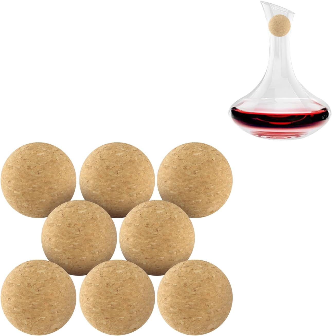 8 Pcs 38mm/1.5inch Wine Cork Ball Wooden Cork Ball Stopper Carafe ...