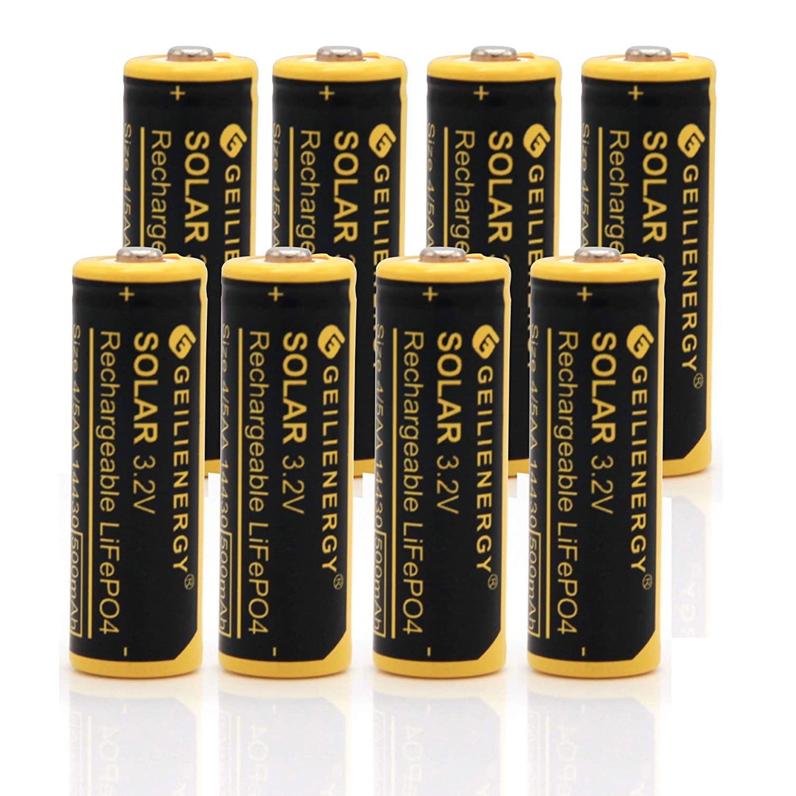(8 Pcs) 4/5 AA 14430 3.2v 500mAh LiFePO4 Lithium Rechargeable Solar ...