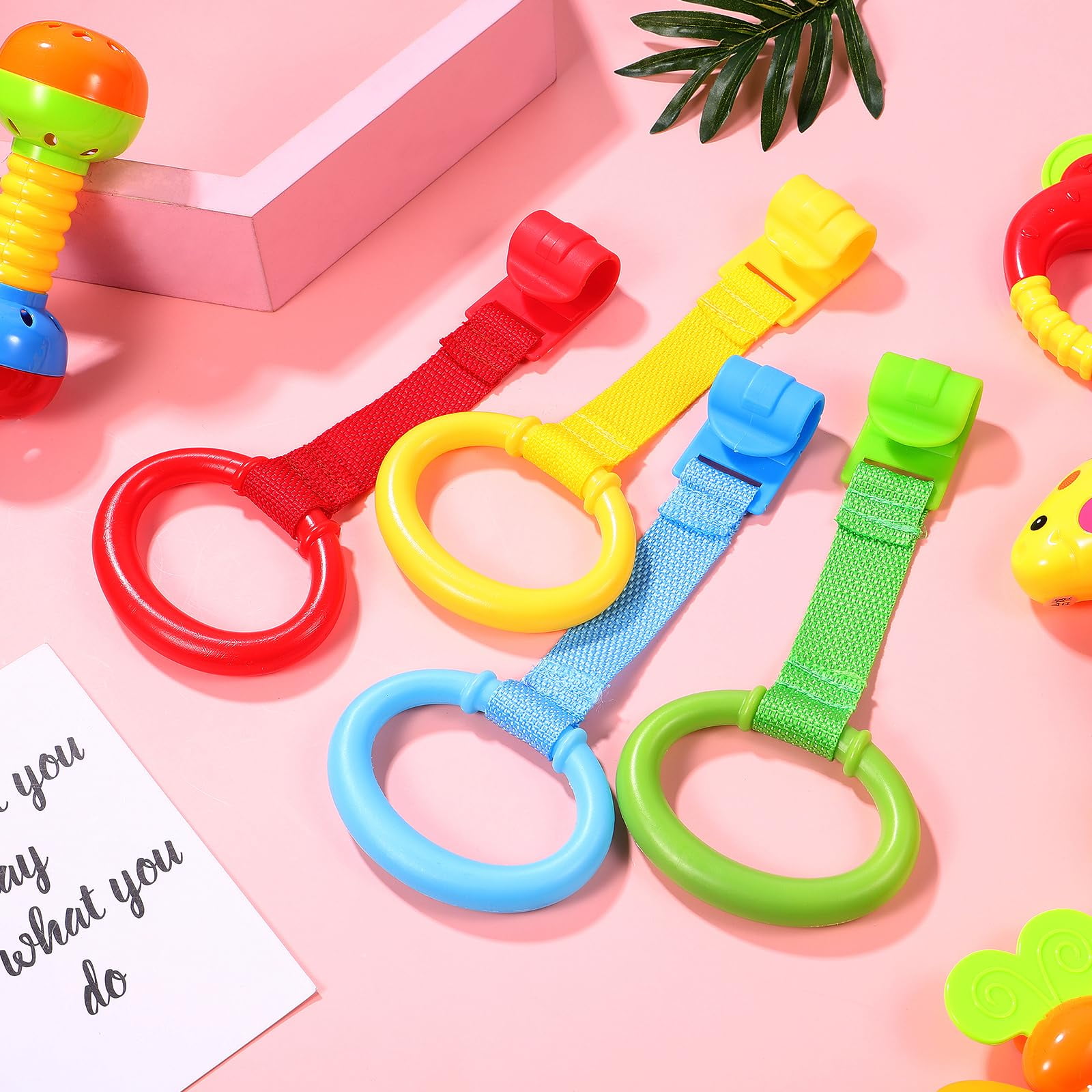 8 Pcs 4 Colors Baby Playpen Pull up Rings - Baby Crib Pull up Rings ...
