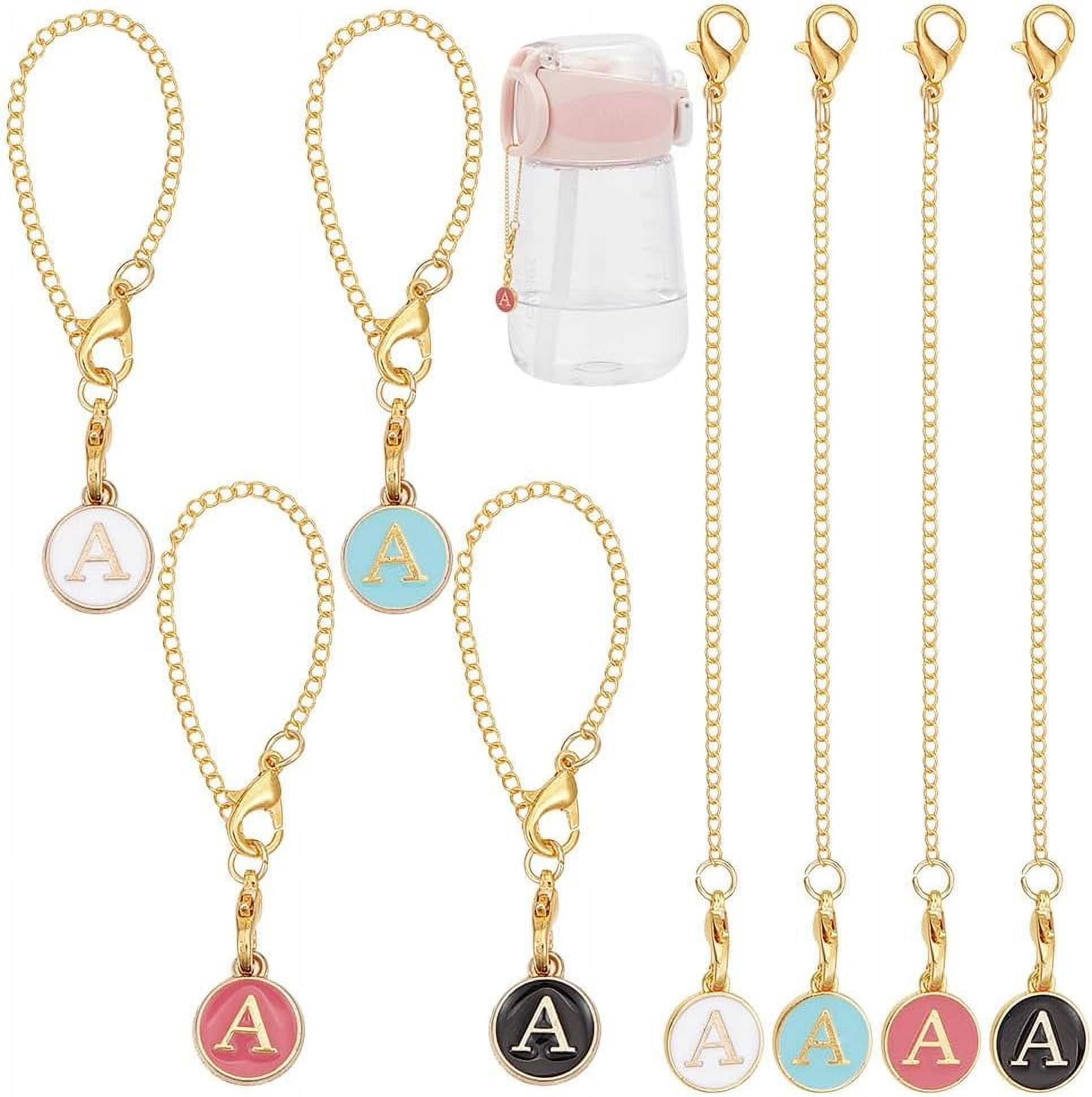 8 Pcs 4 Colors Enamel Alloy Letter Cups Charms Letter A Cup Chain ...