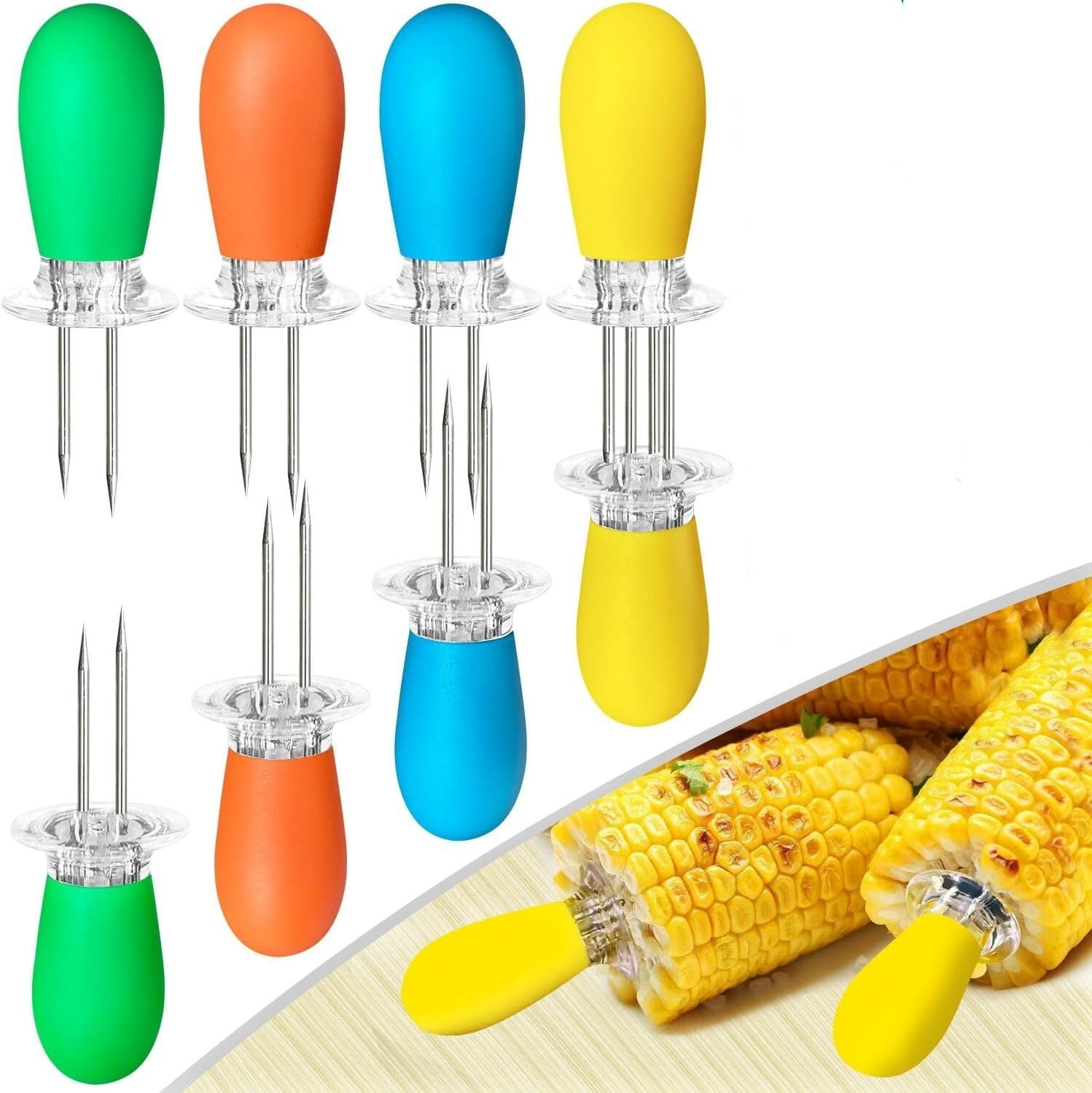8 Pcs/4 Pairs Corn Holders, Stainless Steel Corn Cob Holders Corn on ...