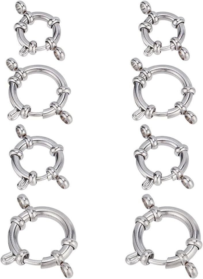 8 Pcs 4 Sizes 304 Stainless Steel Spring Ring Clasps Open Ring Clasp ...
