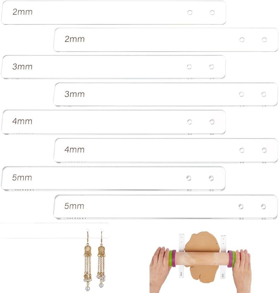 8 Pcs 4 Sizes Clay Depth Guides 2/3/4/5mm Acrylic Clay Thickness Guide ...