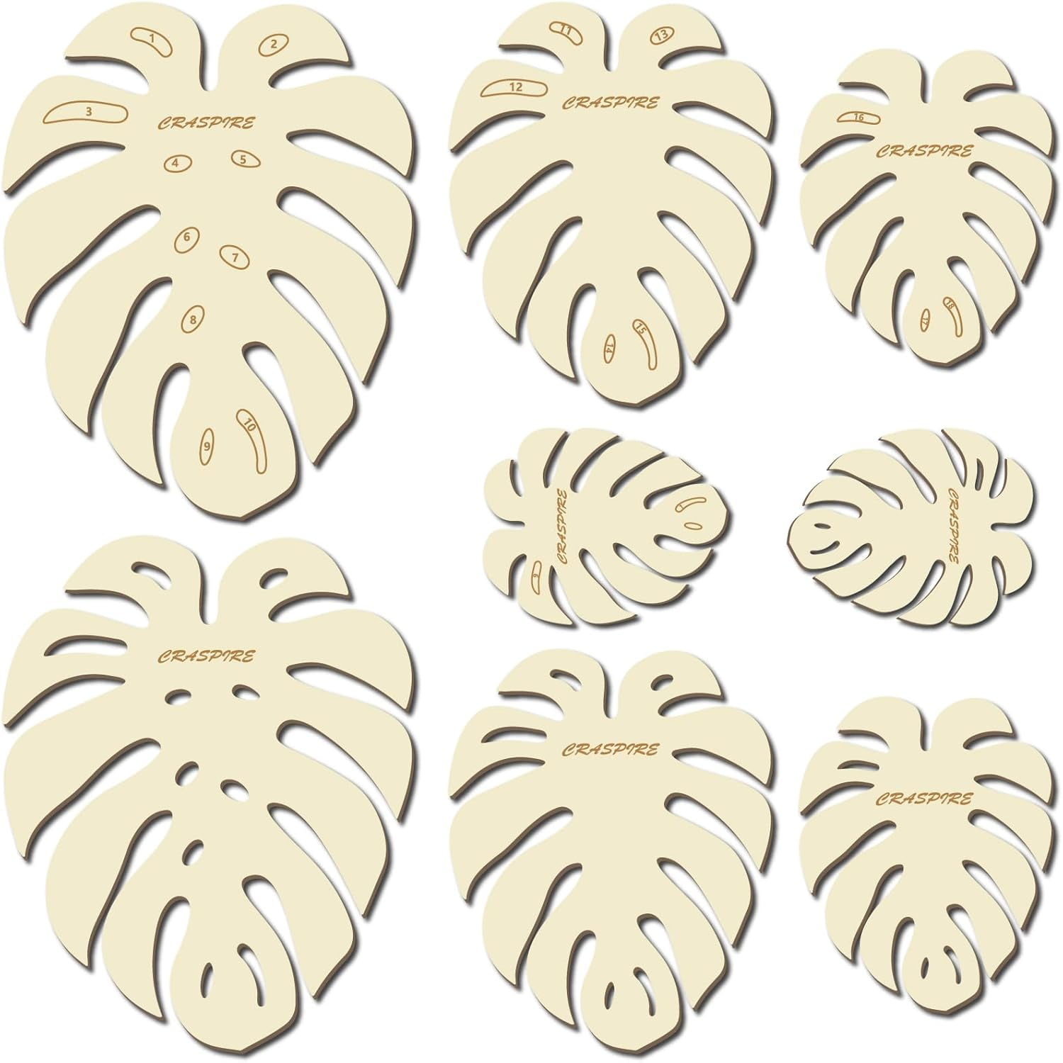 8 Pcs 4 Sizes Large Macrame Leaf Template Summer Monstera Leaves ...