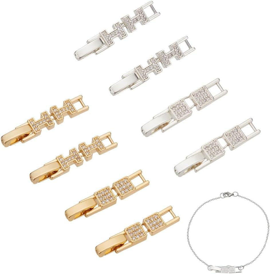 8 Pcs 4 Styles Brass Fold Over Clasps Gold and Silver Watch Bands ...