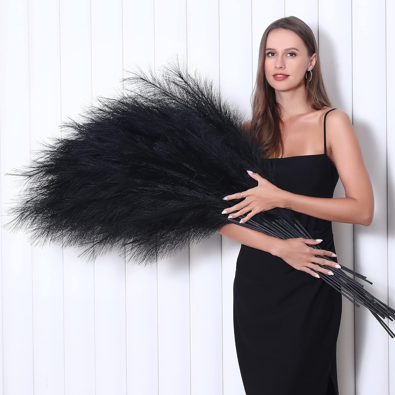 8 Pcs 45 inch Tall Faux Pampas Grass Decor, Large Artificial Black ...