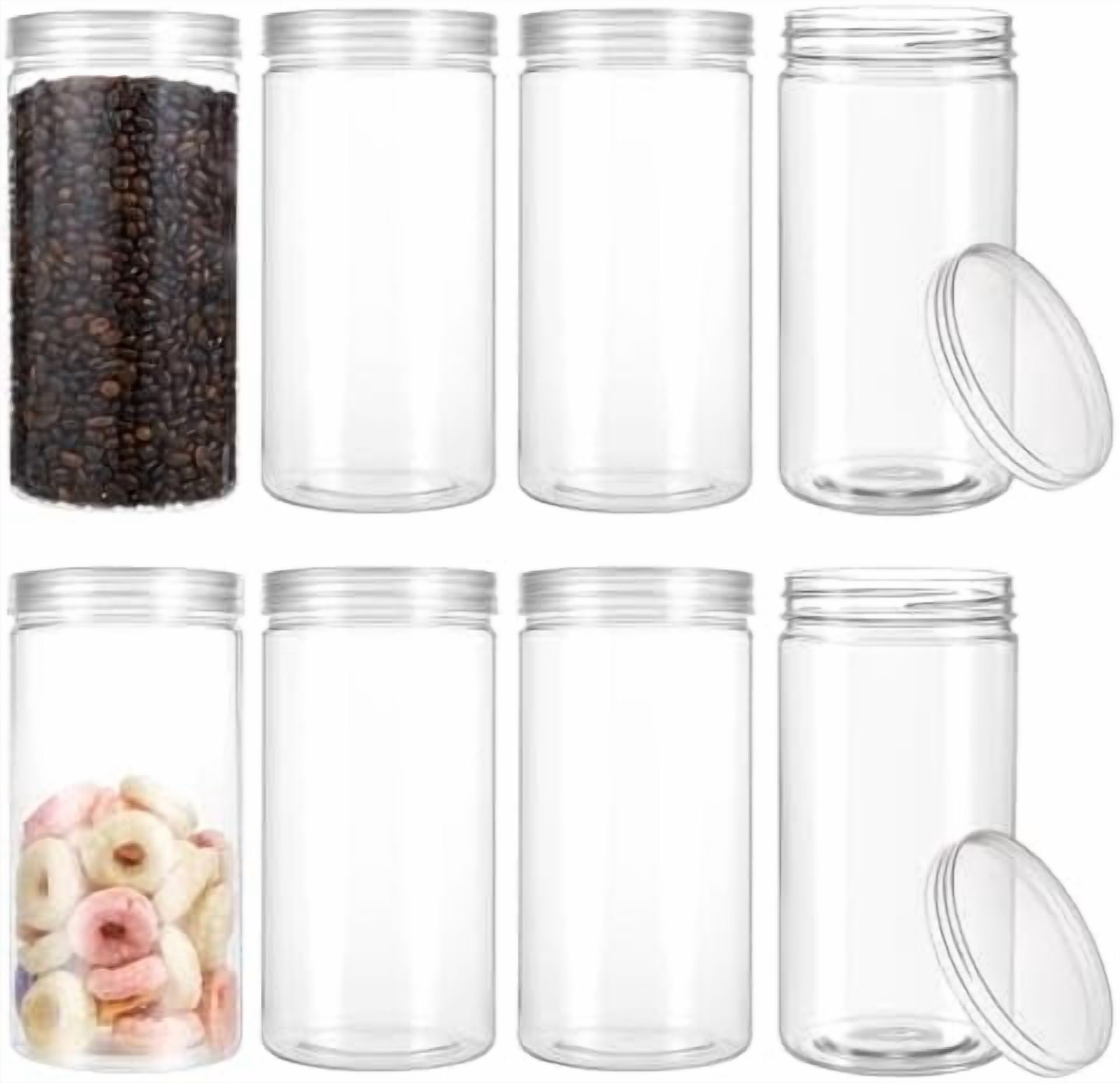 8 Pcs 46oz/1360ml Clear Plastic Jars with Lid, Large Plastic Storage ...