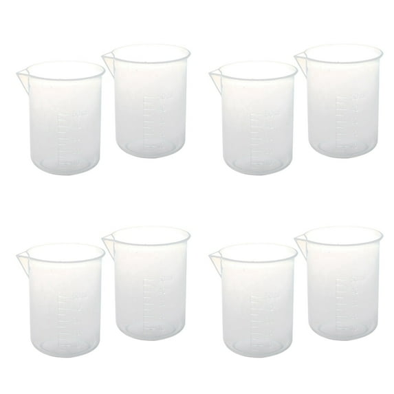 8 Pcs 50 Ml Laboratory Plastic Water Liquid Measuring Cup Transparent ...