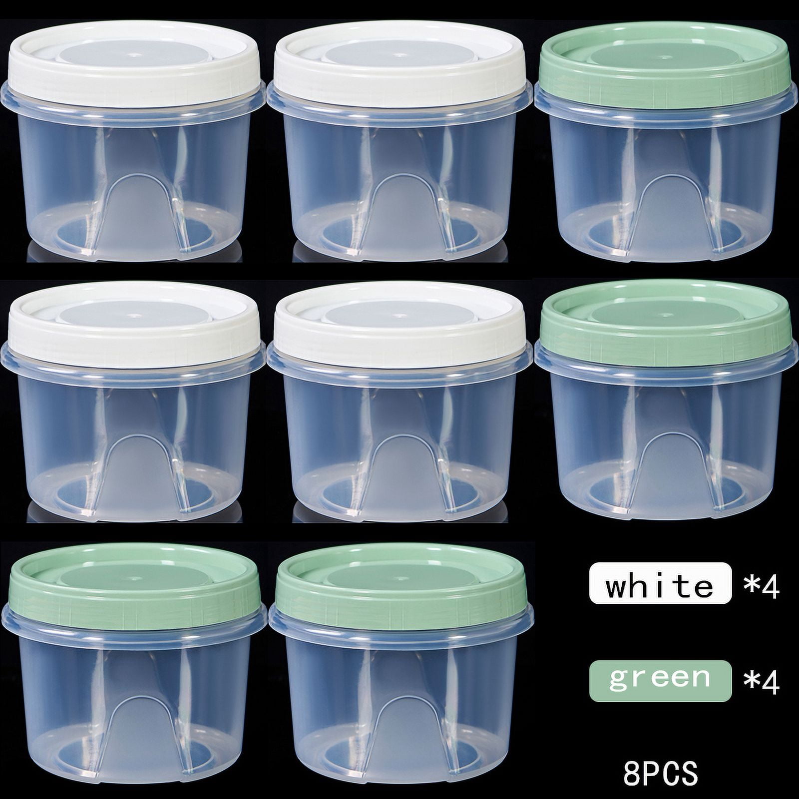 8 Pcs 500ml Round Food Fresh Keeping Box Kitchen Refrigerator Storage ...
