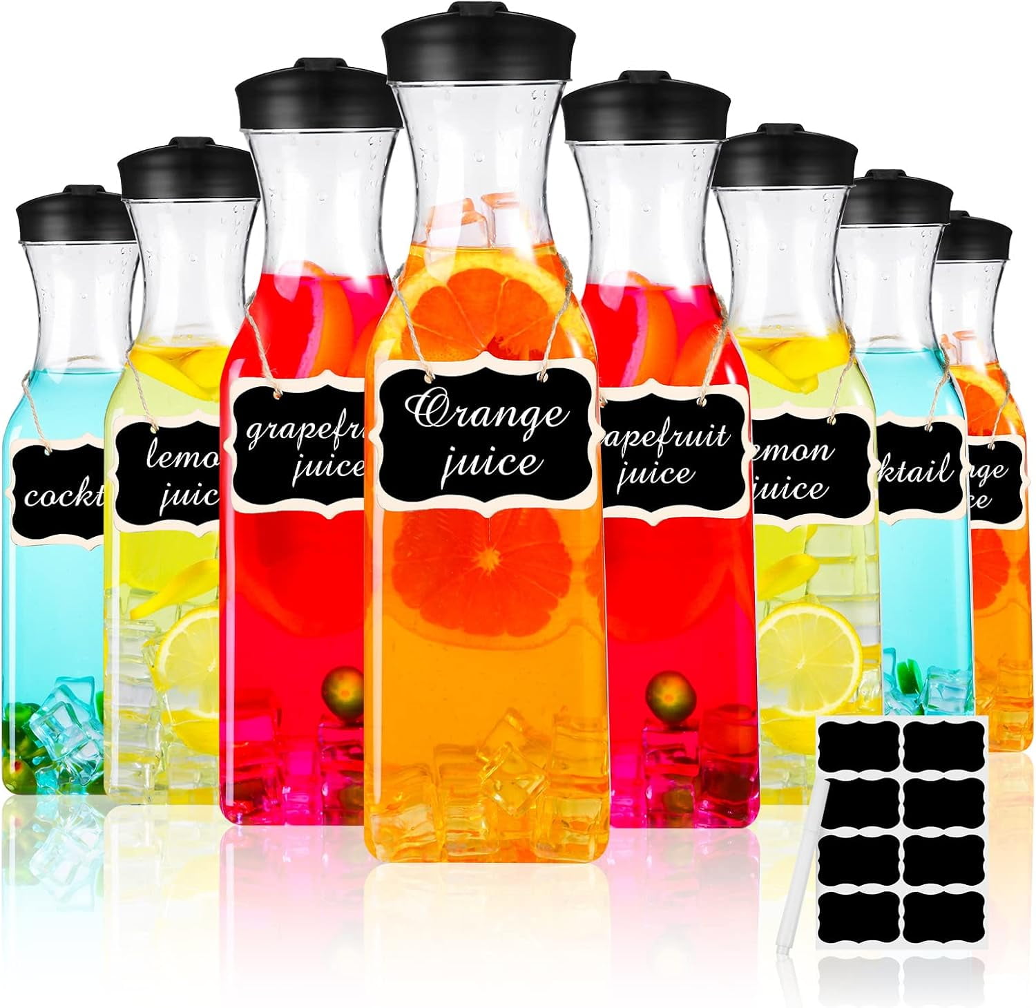 8 Pcs 54 oz Plastic Carafe Water Carafe with Lid Clear Plastic Pitcher ...