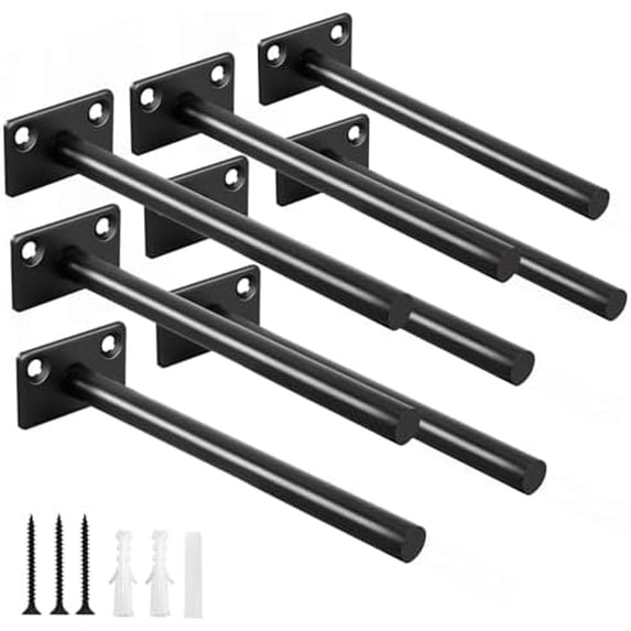 8 Pcs 6" Black Solid Steel Floating Shelf Bracket Blind Shelf Supports ...