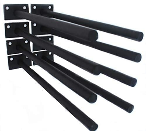 8 Pcs 6" Black Solid Steel Floating Shelf Bracket Blind Shelf Supports ...