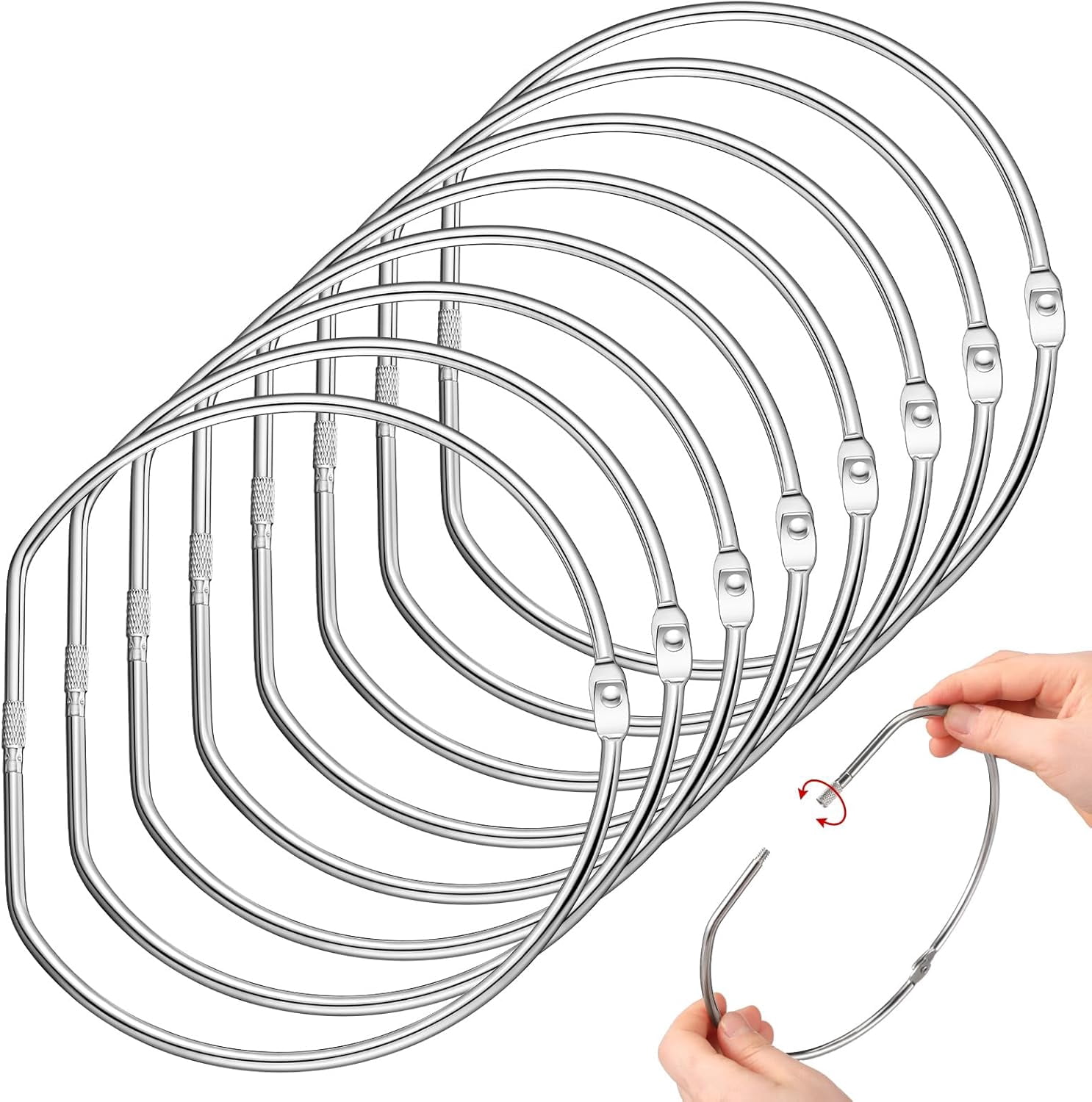 8 Pcs 6 Inch Loose Leaf Binder Book Rings D-Shaped Binder Rings Large ...