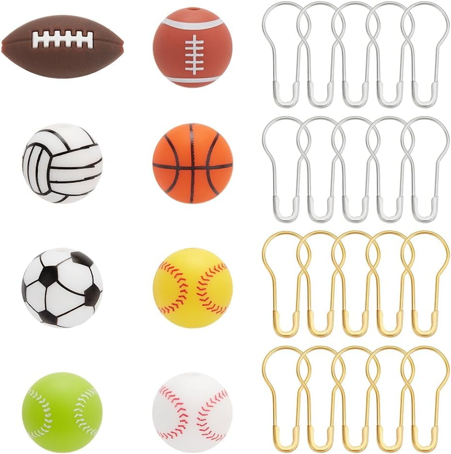 8 Pcs 8 Styles Knitting Needle Stoppers 20 Pcs Iron Kilt Pin Stitch ...