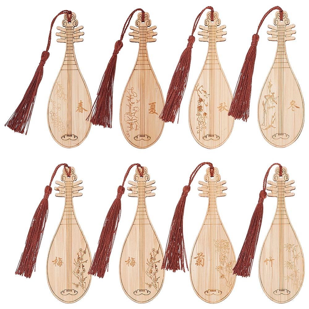 8 Pcs 8 Styles Pipa Style Bookmark Pipa Bookmark with Tassels Music ...
