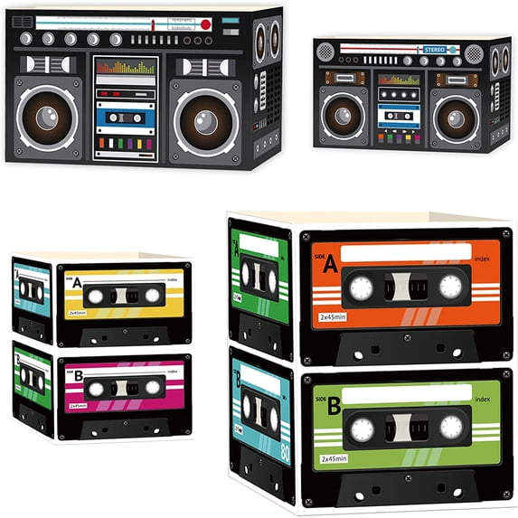 8 Pcs 80's Party Retro Cassette Tape Centerpieces Bucket Decorations ...