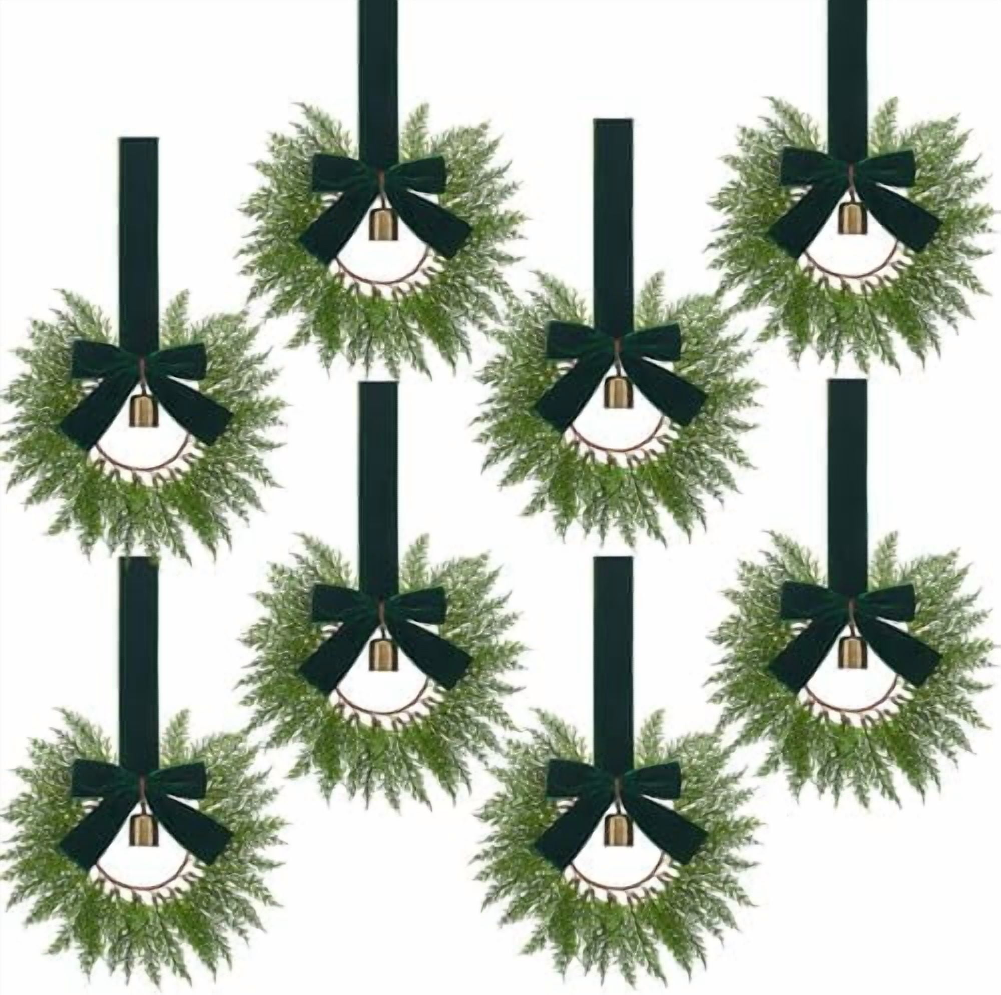 8 Pcs 9.8" Small Christmas Cabinets Wreaths Mini Wreaths for Kitchen ...