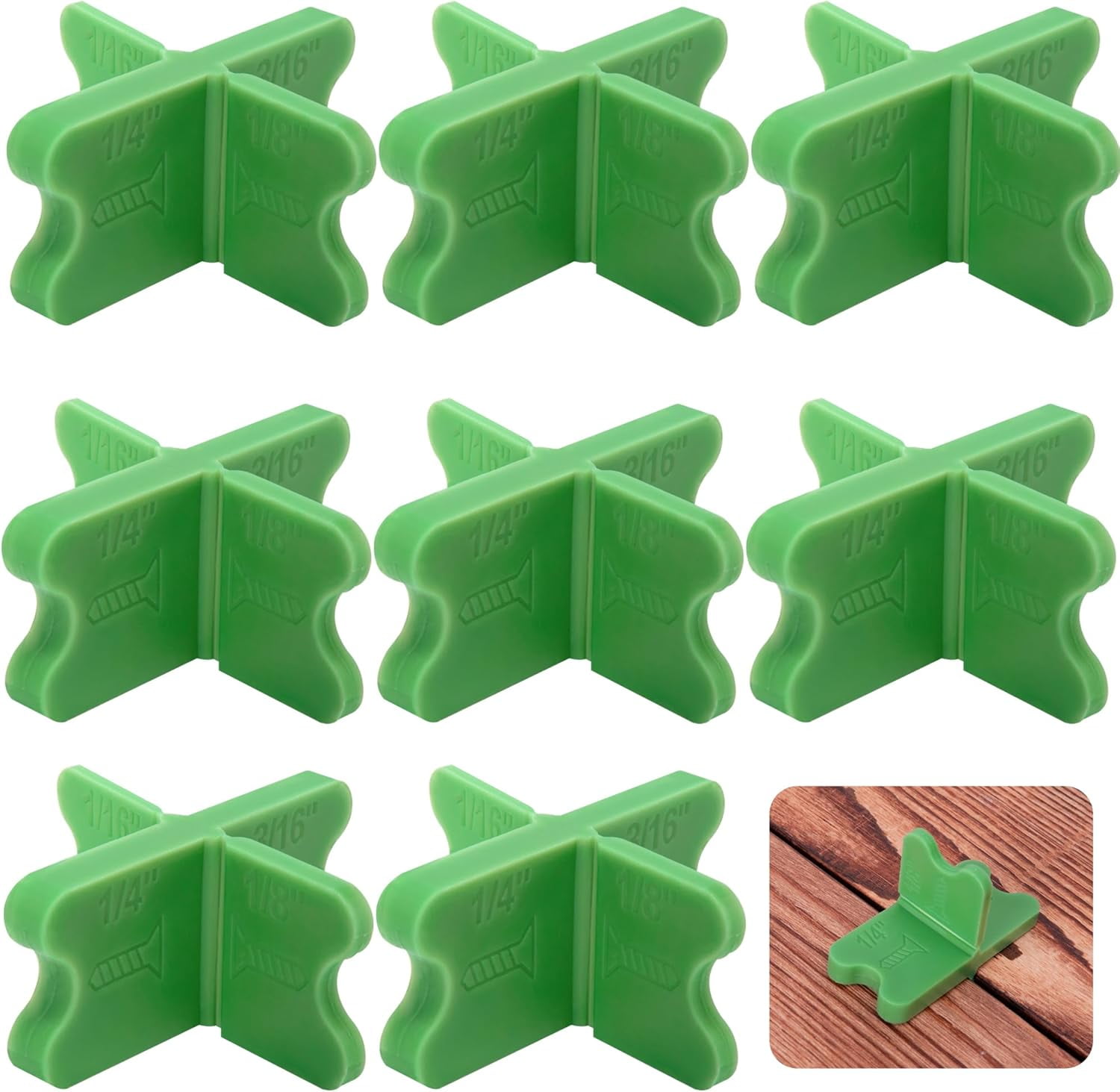 8 Pcs ABS Deck Spacer Tool,4 Thicknesses Deck Board Spacers(1/16", 1/8 ...