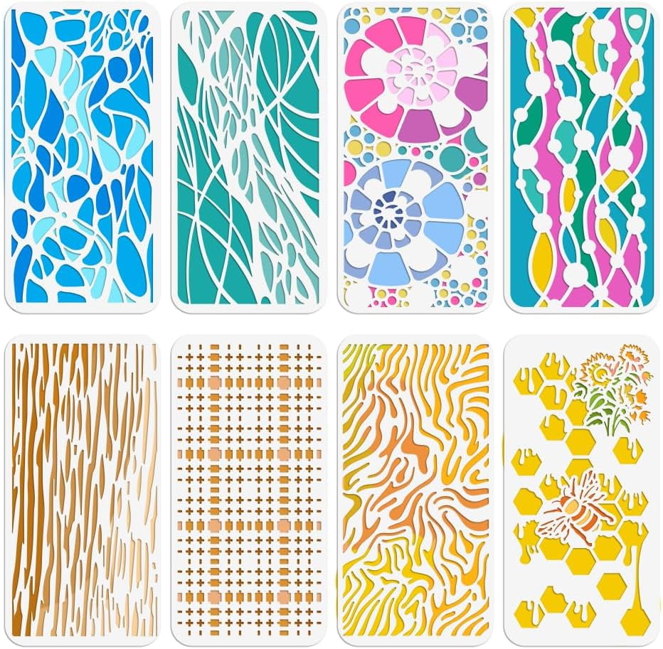 8 Pcs Abstract Texture Painting Stencils Reusable Drawing Stencil ...