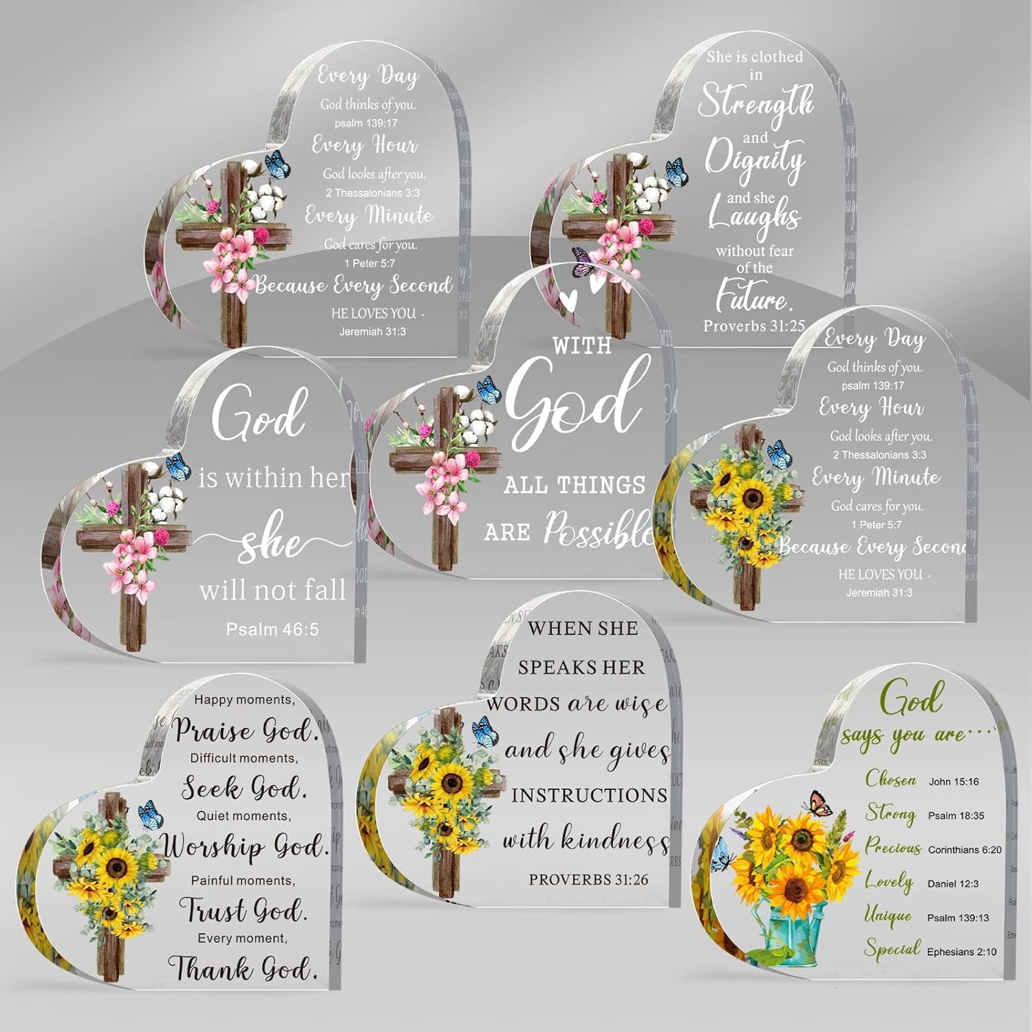8 Pcs Acrylic Christian Gifts Religious Gifts for Women Inspirational ...