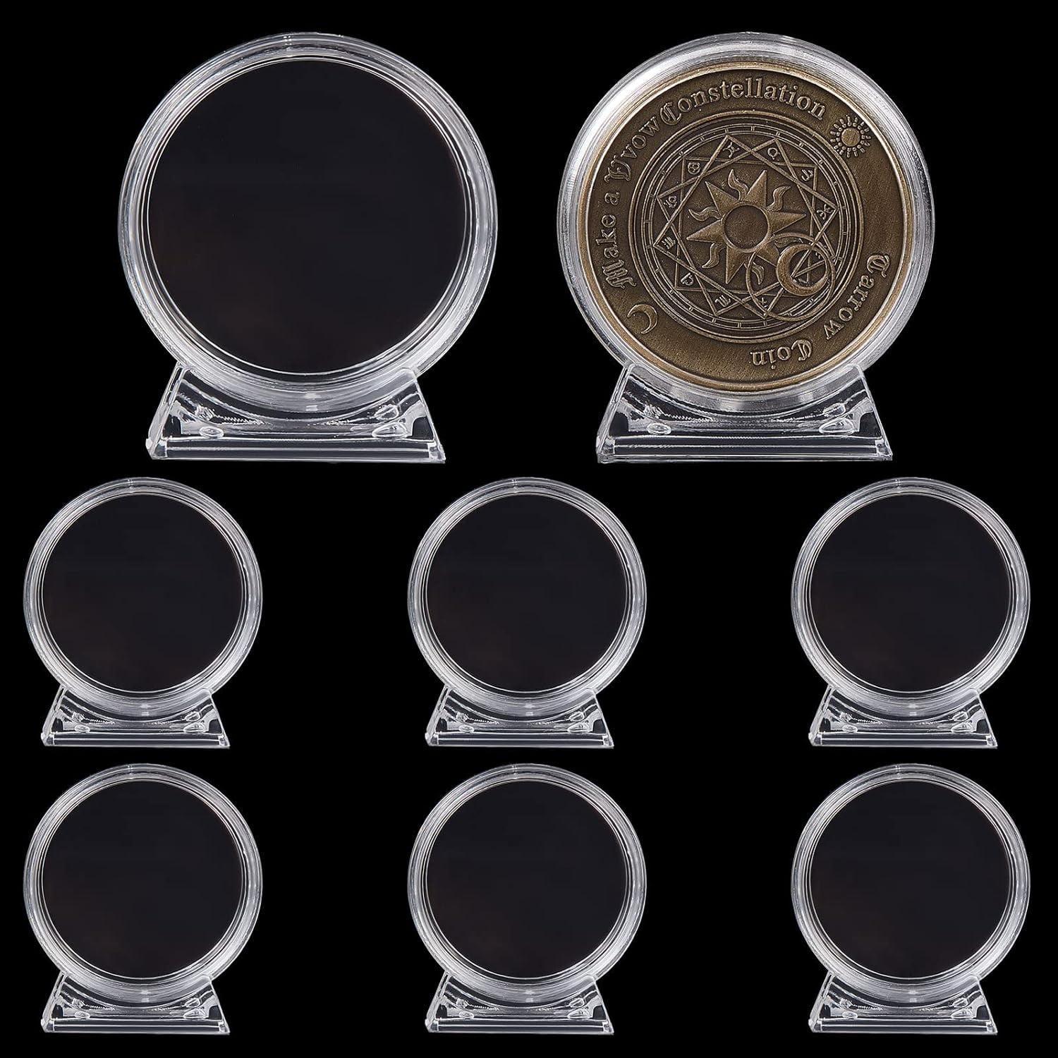 8 Pcs Acrylic Coin Holder with Base Round Coin Display Stand Challenge ...