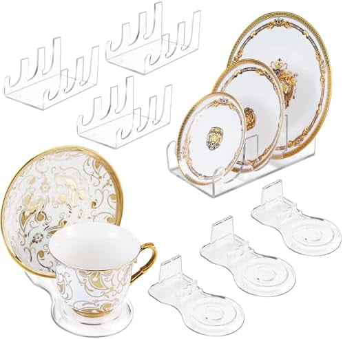 8 Pcs Acrylic Dinnerware Display Stand: 4 Pcs 3 Tiers China Plate ...