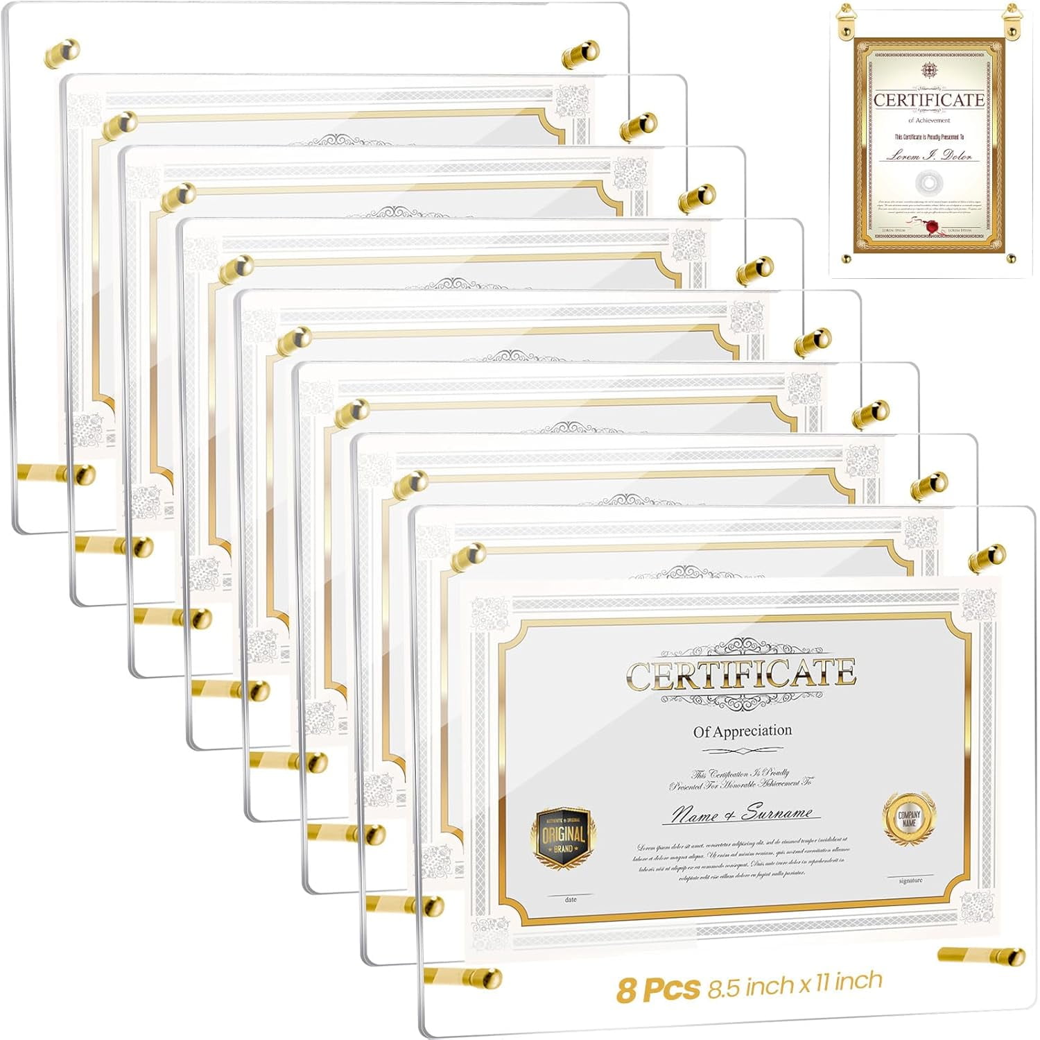 8 Pcs Acrylic Photo Frame Clear Floating Picture Frame Brackets ...