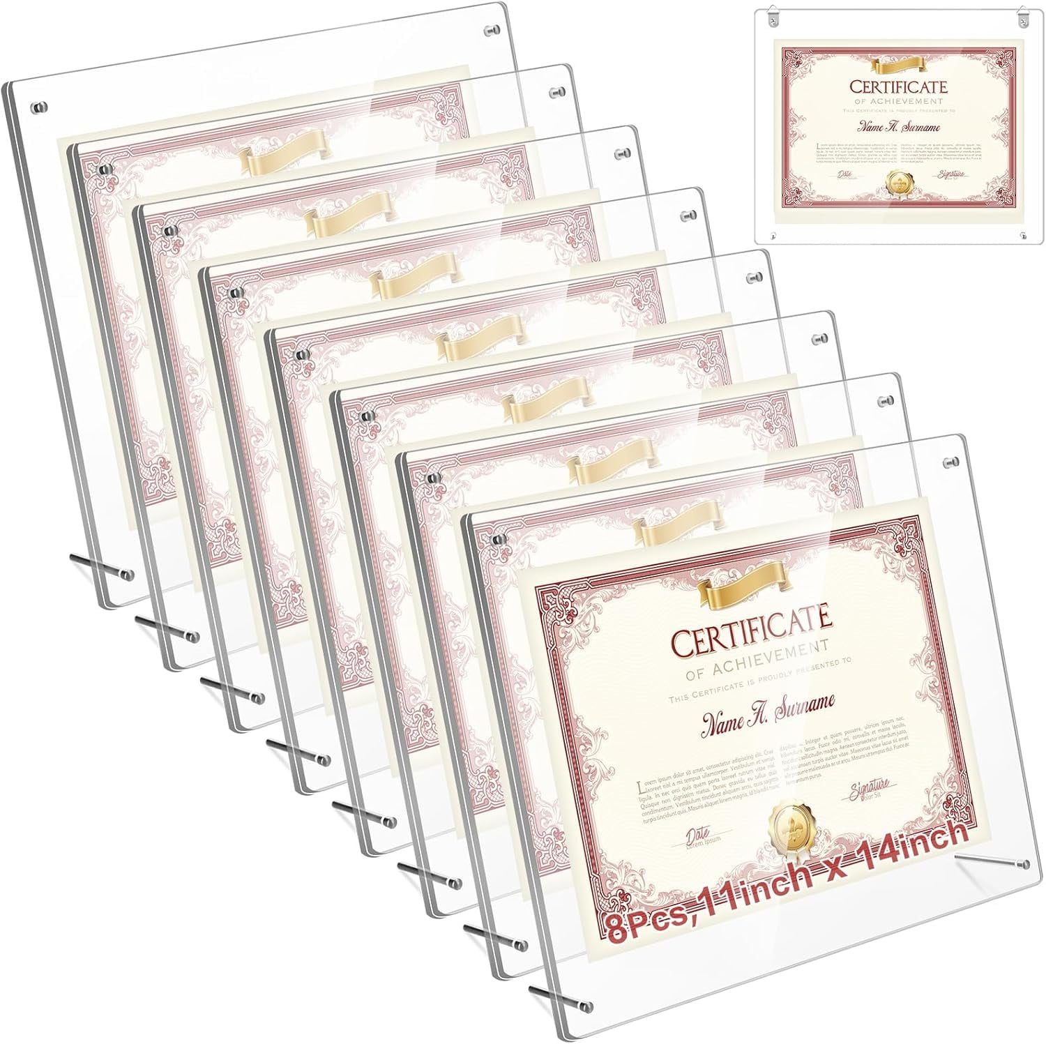 8 Pcs Acrylic Photo Frame Clear Floating Picture Frame Brackets ...