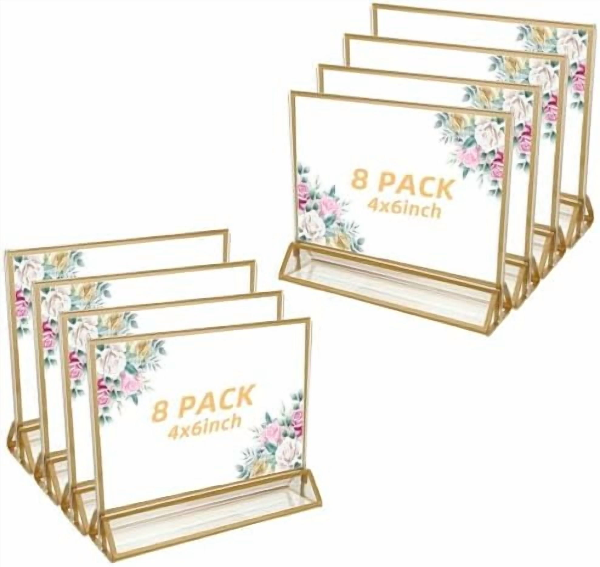 8 Pcs Acrylic Sign Holders with Golden Border, 6x4 inch Clear Acrylic ...
