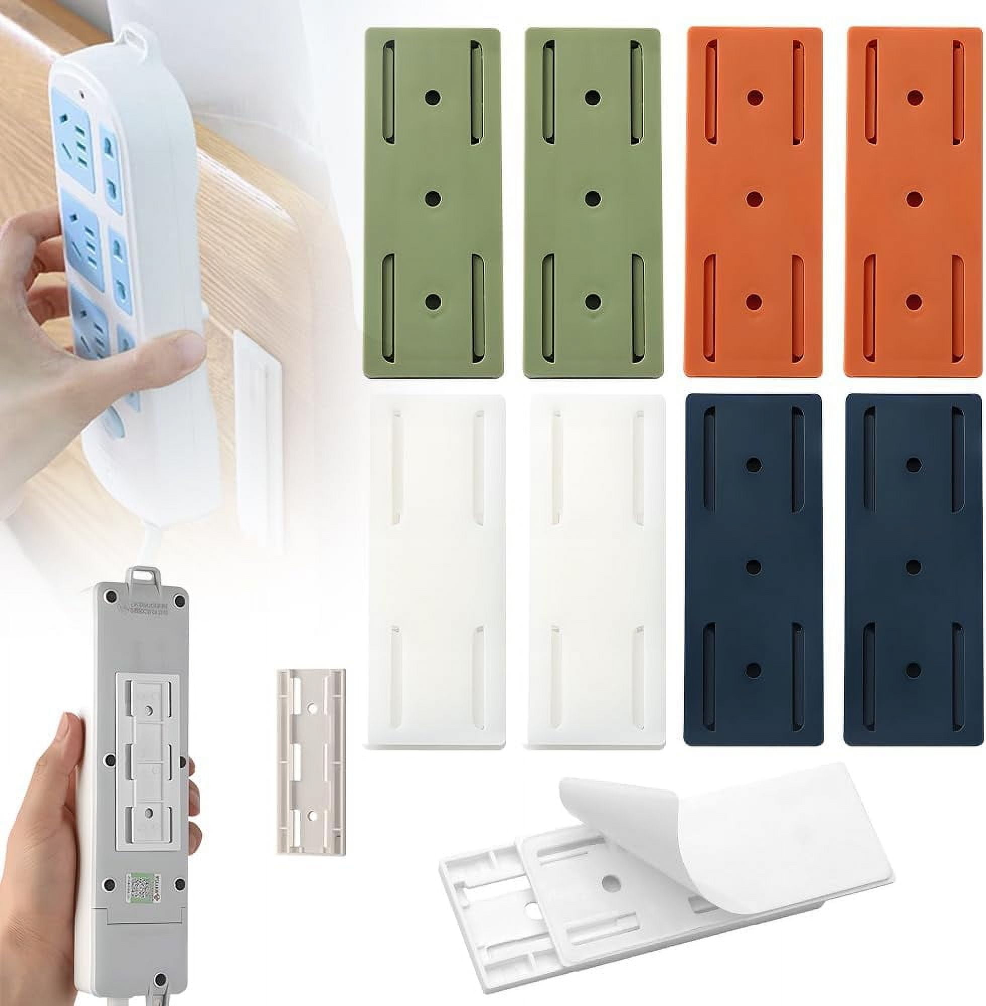 8 Pcs Adhesive Punch-Free Socket Holder, 2025 Upgraded Power Strip ...