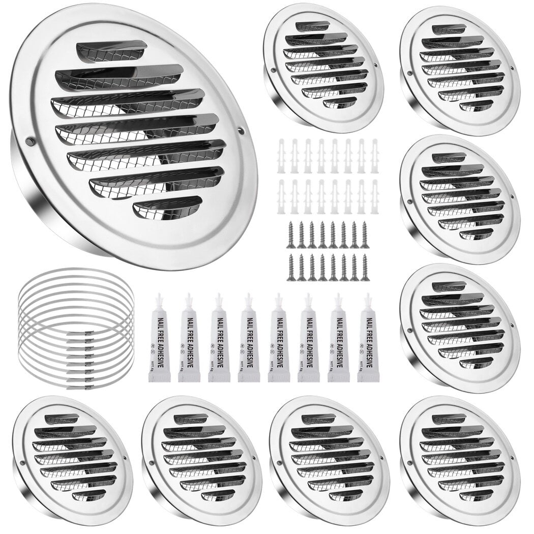 8 Pcs Air Soffit Vents, 4" Stainless Steel Air Outlet Vents, Round ...
