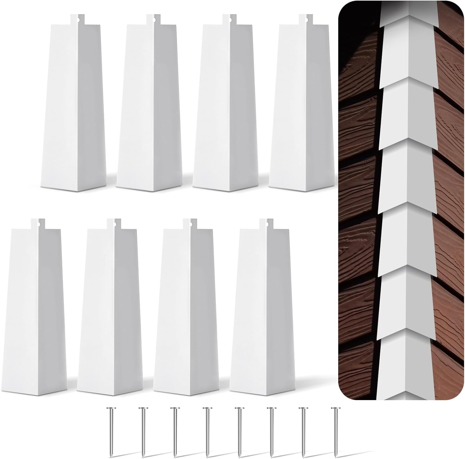 8 Pcs Aluminum Siding Corners 8 Inch Outside White Siding Corner Caps ...