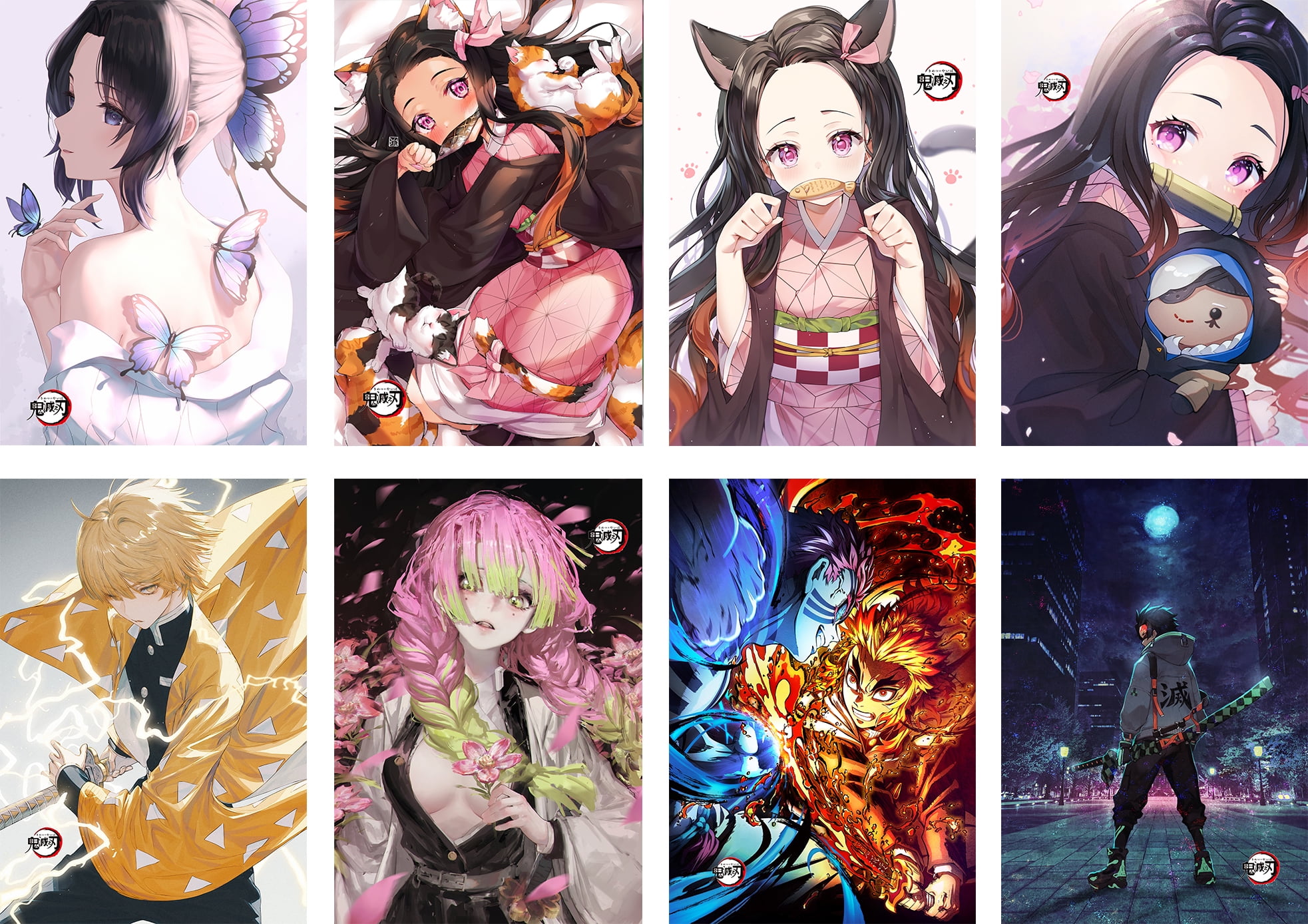 8 Pcs Anime Demon Slayer Poster Cool Wall Decor Art Print Posters for ...