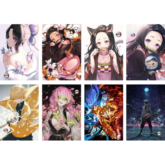 8 Pcs Anime Demon Slayer Poster Cool Wall Decor Art Print Posters for ...