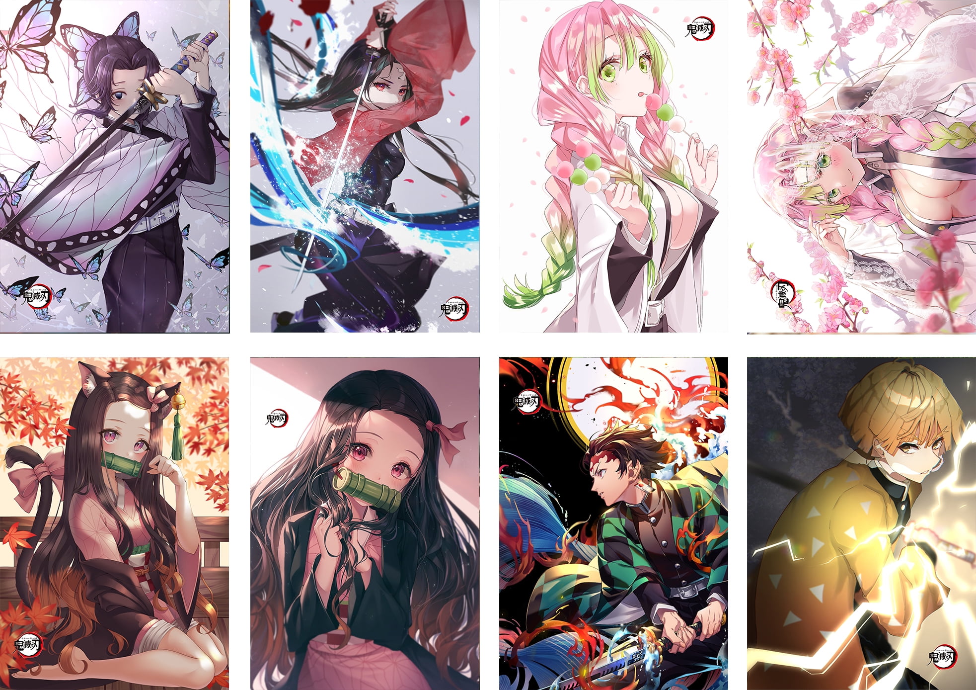 8 Pcs Anime Demon Slayer Poster Cool Wall Decor Art Print Posters for ...