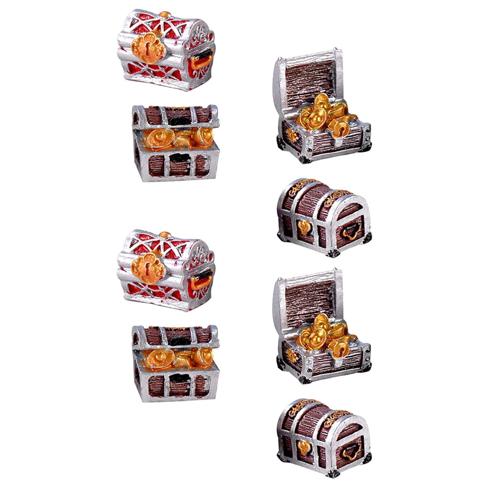 8 Pcs Aquarium Landscaping Decorations Tank Miniature Treasure Chest ...