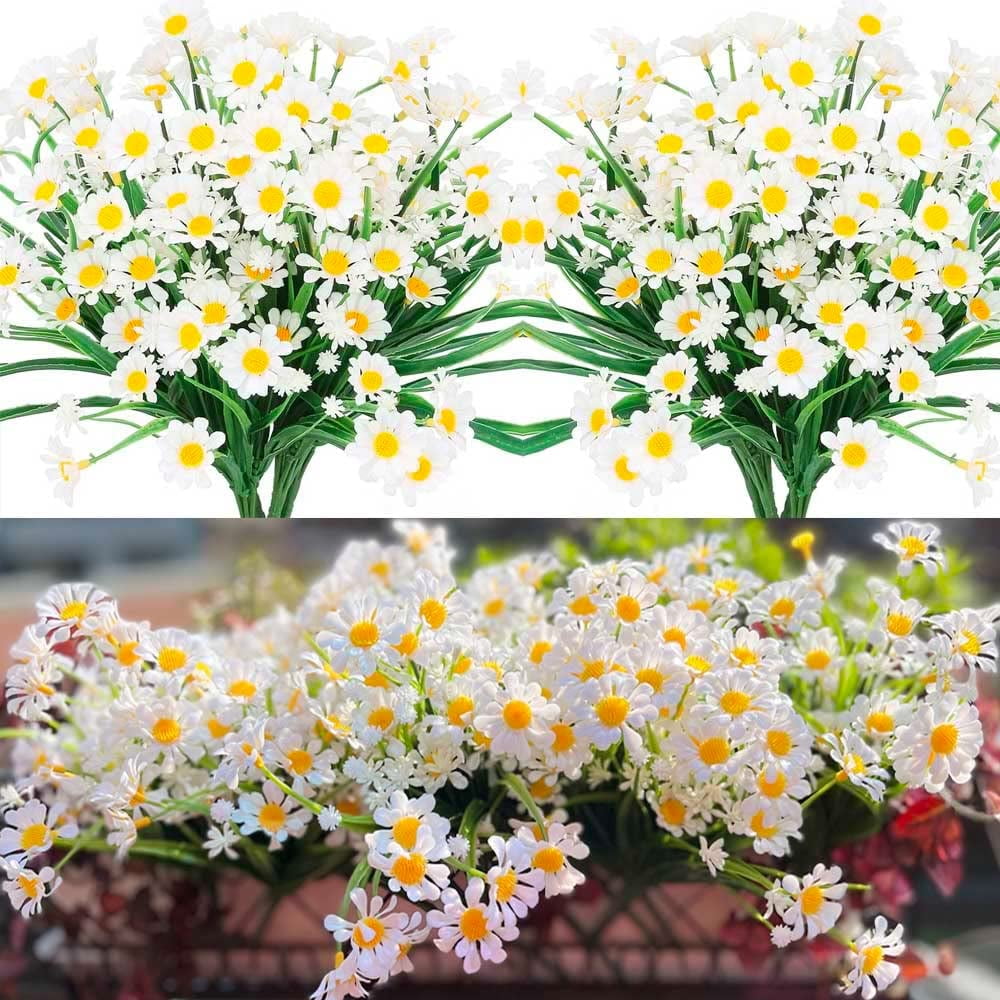 8 Pcs Artificial Daisy Flowers for Outdoor Decoration Faux Plastic ...