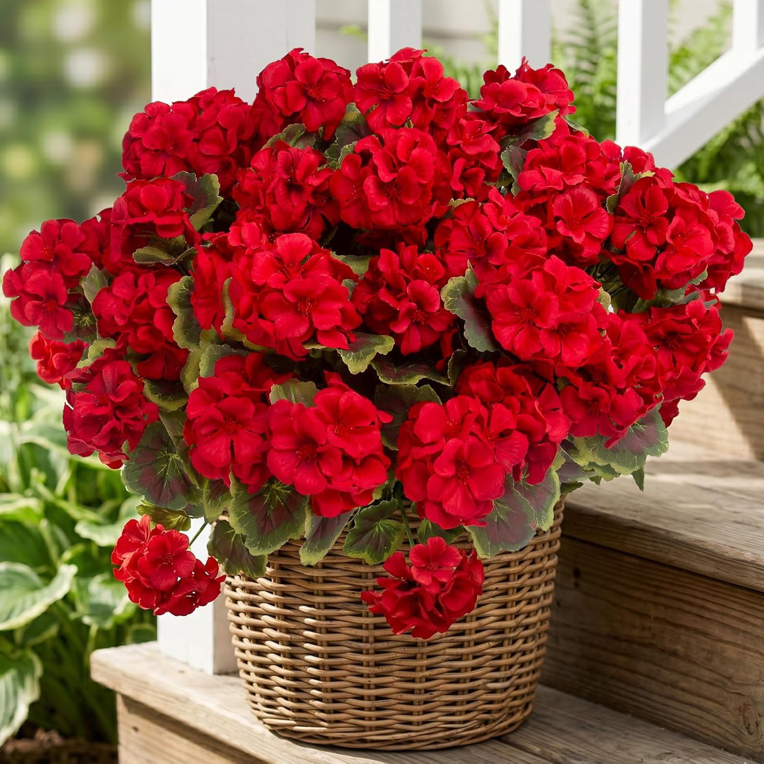 8 Pcs Artificial Geranium Plant Realistic Silk Flowers for Outside UV ...