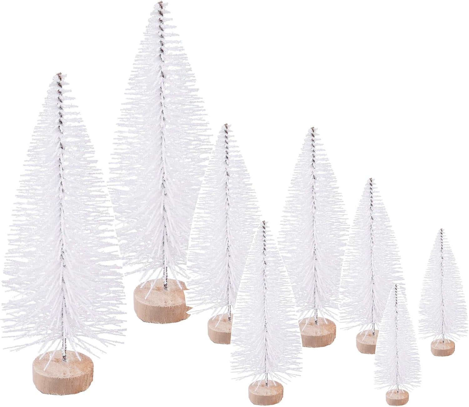 8 Pcs Artificial Mini Christmas Trees, Miniature Pine Trees Sisal Trees ...