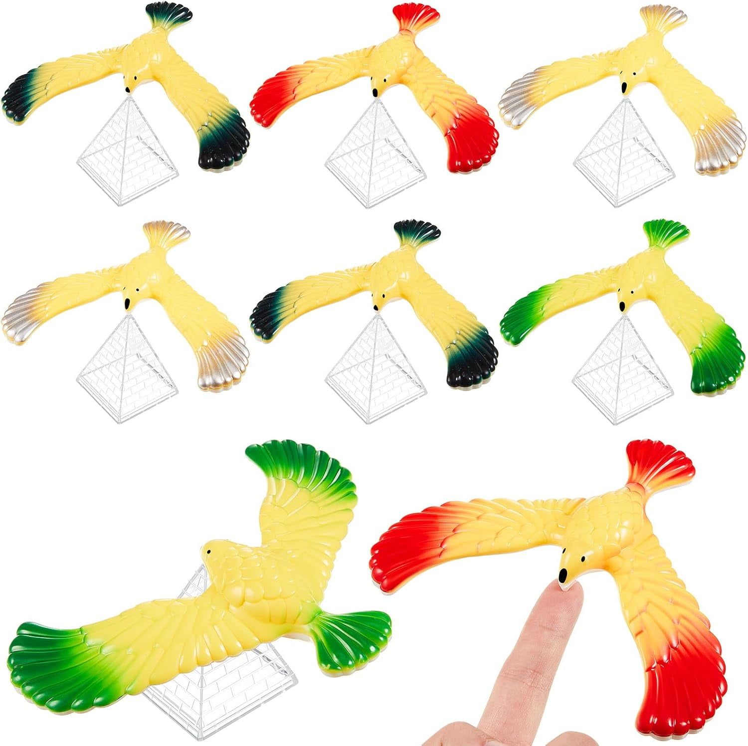 8 Pcs Balance Bird Gravity Bird with Pyramid Combination Physical ...