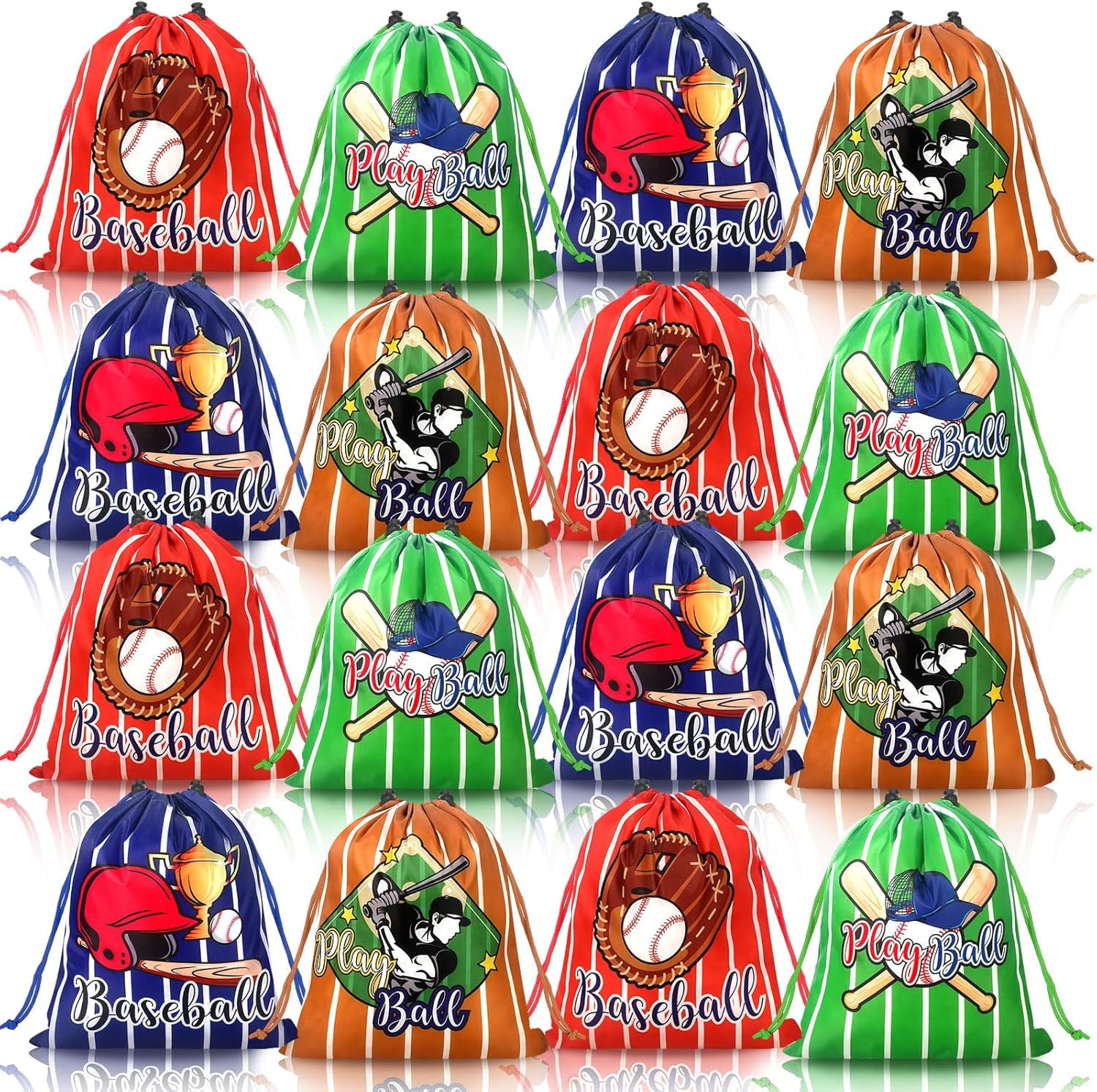 8 Pcs Baseball Drawstring Bags Bulk Baseball Goodie Gift Bags Party ...