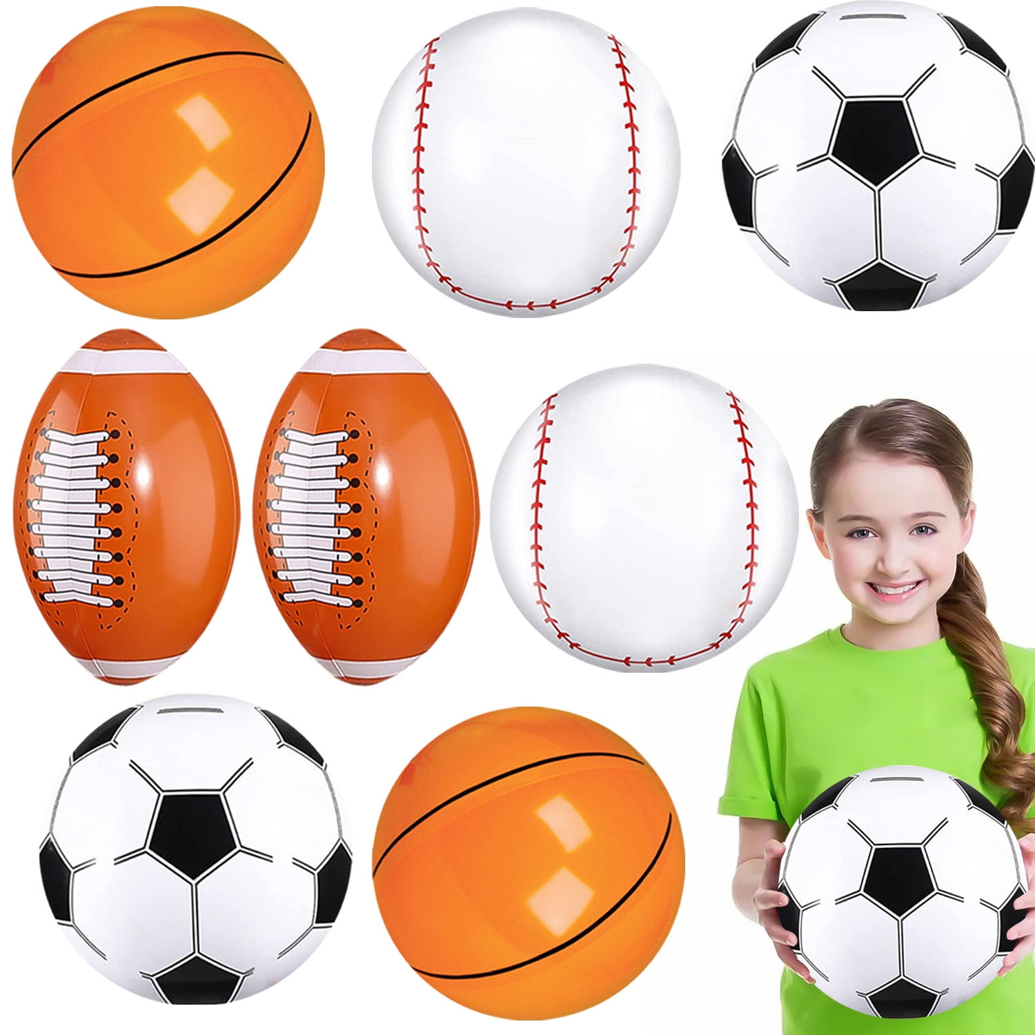 8 Pcs Beach Ball, Inflatable Sports Balls, Pool Toys for Party Supplies ...