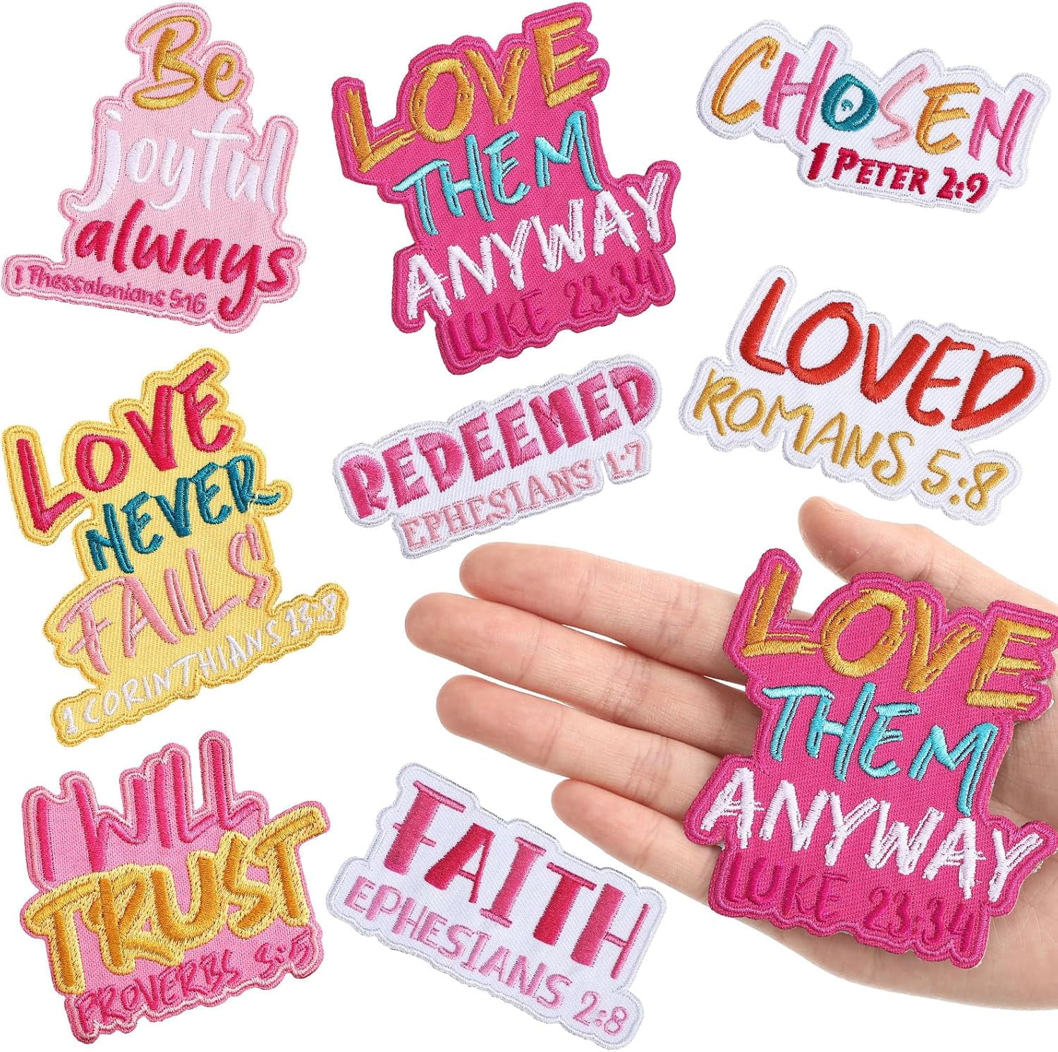 8 Pcs Bible Verse Embroidered Iron on Patches 3 Inch Motivational ...