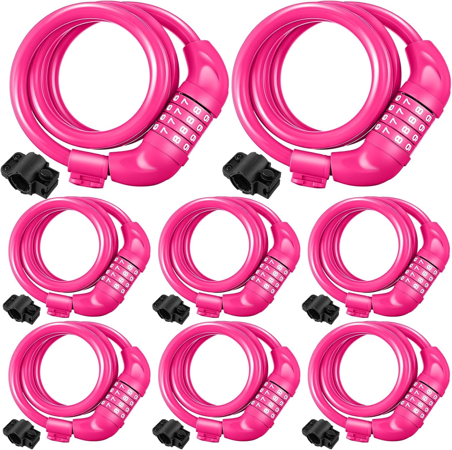 8 Pcs Bike Locks Bulk High Security 4 Digit Heavy Duty Bicycle Cable ...