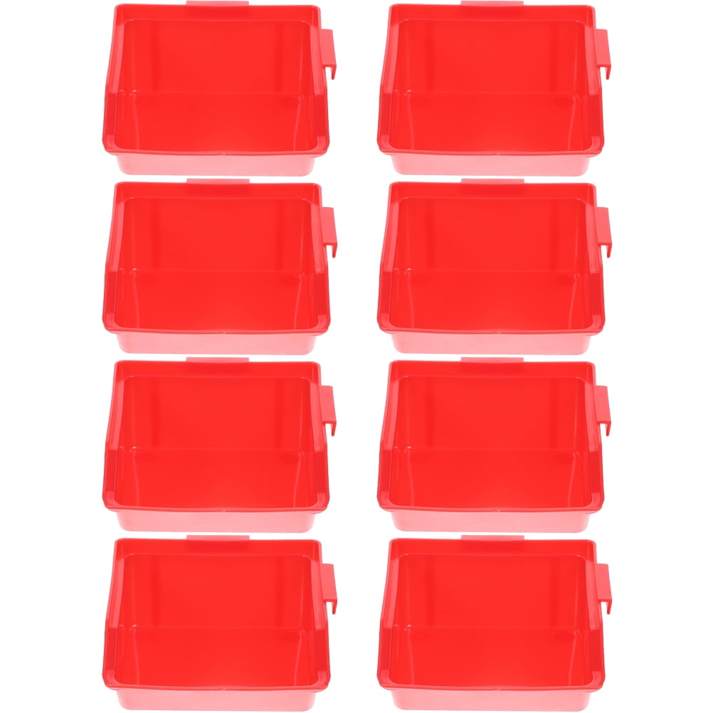 8 Pcs Bins Stacking Storage Shelves Junk Case Crate Office Red ...